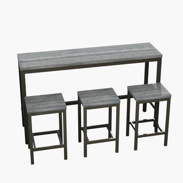 Modern High Top Table Set for 3, Rectangle Kitchen Dining Table Set ...