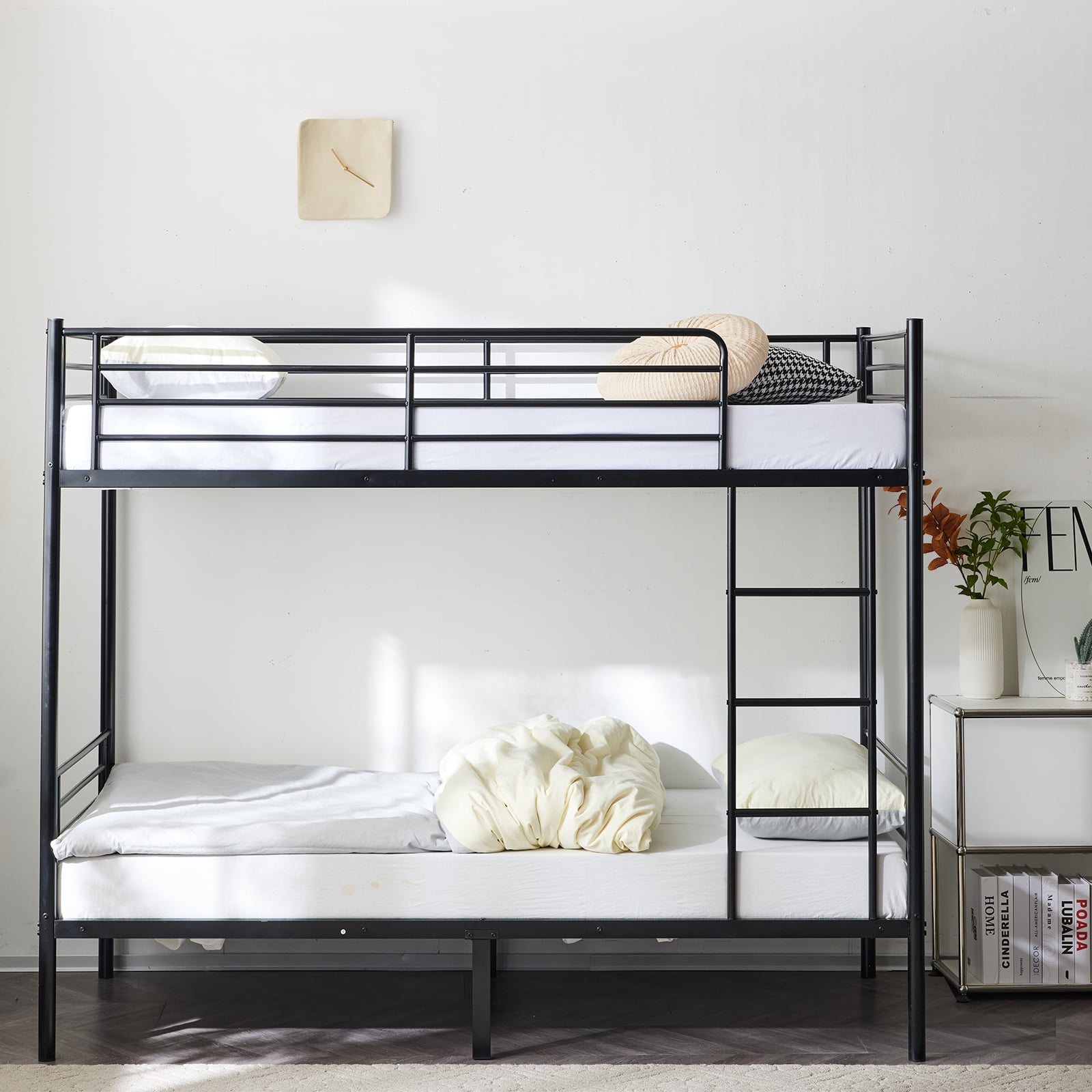 Seizeen Bunk Bed Twin Over Twin Size, Black Heavy Duty Bunk Bed Frame ...