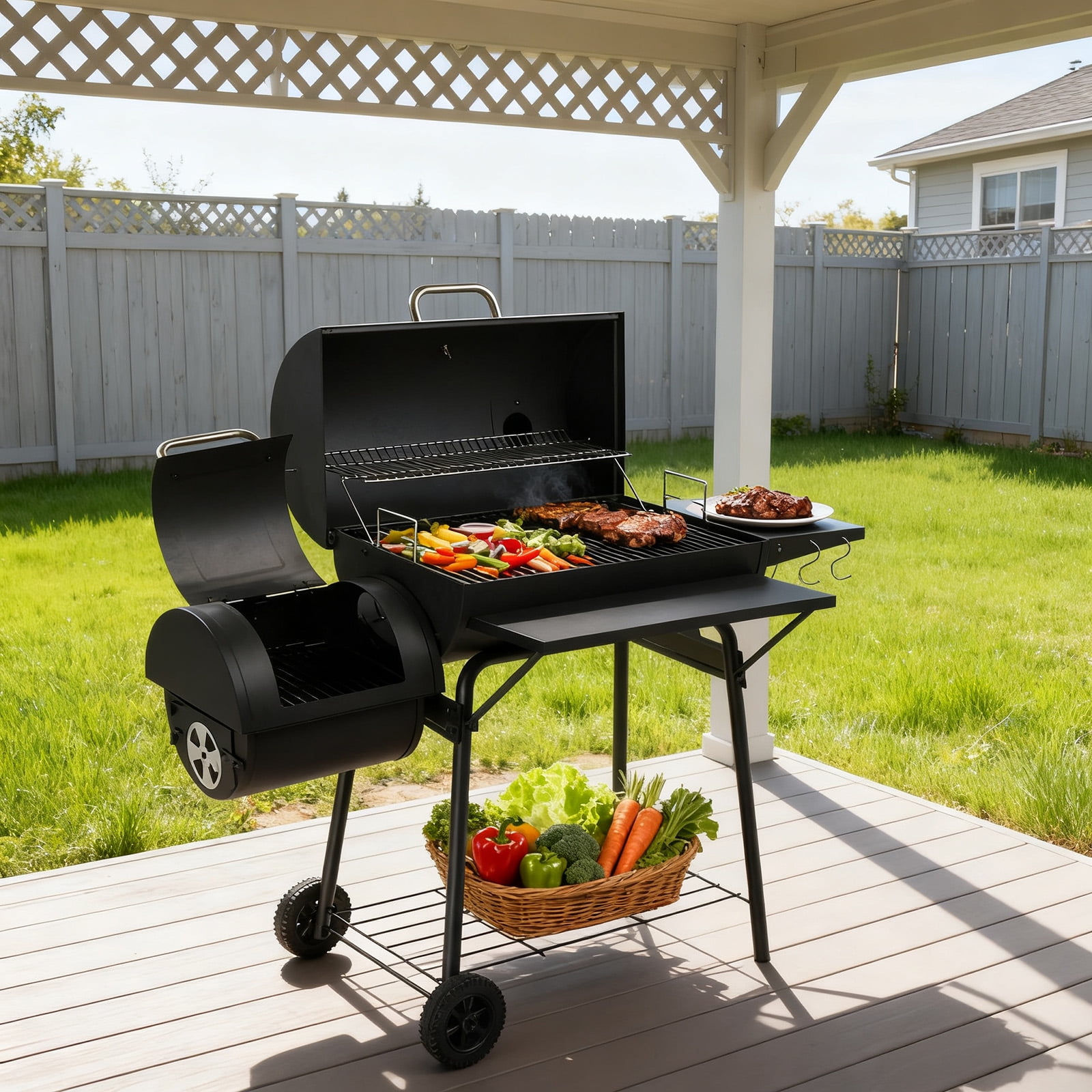 Seizeen Outdoor Charcoal Grill & Smoker, Portable BBQ Cooker with ...