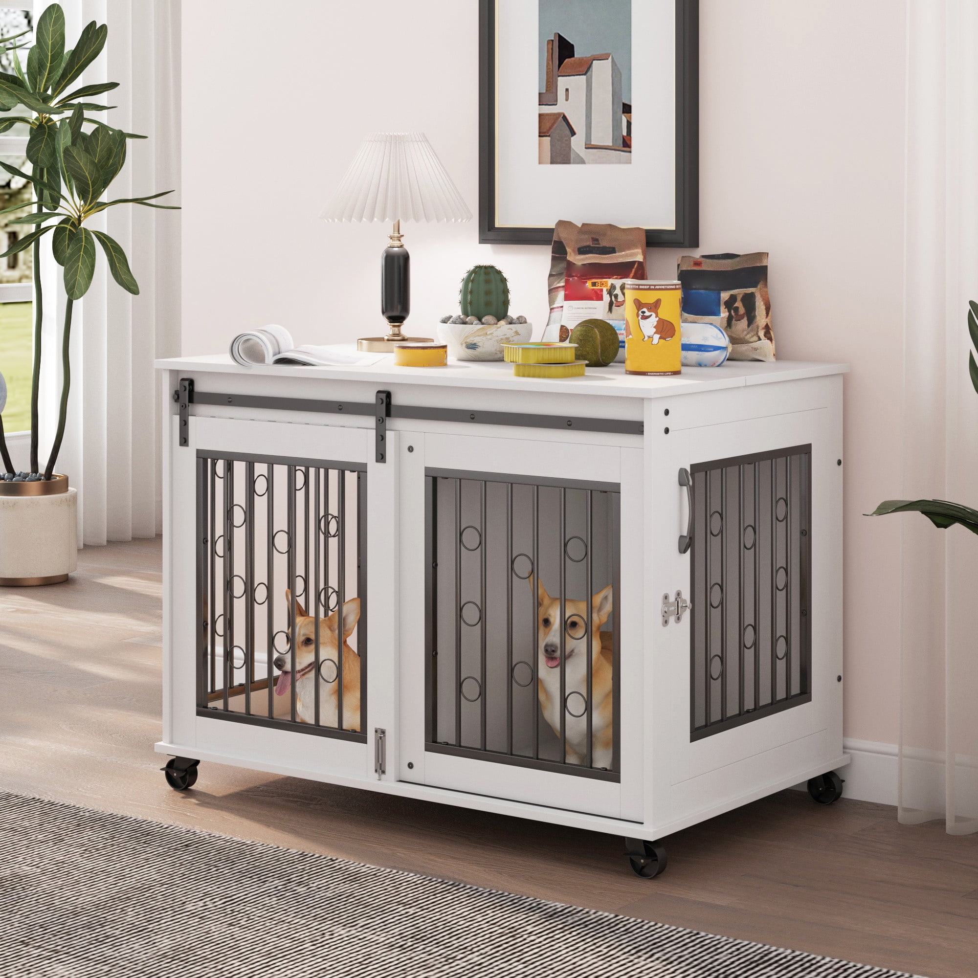 Seizeen Dog Crate, Inside Dog Kennel Furniture, Large Dog Crate ...