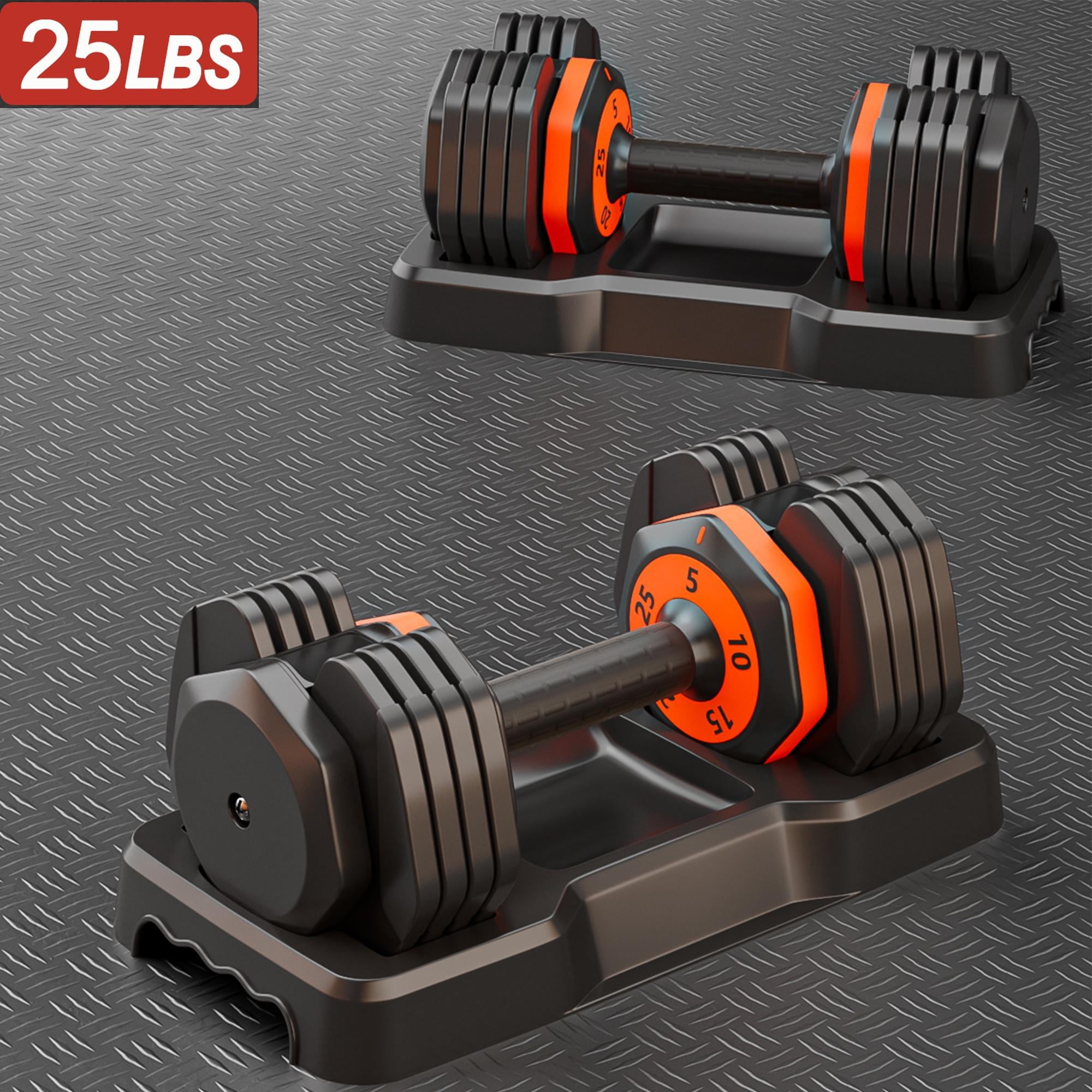 Seizeen Dumbbells Set of 2, 5-25 Pound Adjustable Dumbbell Pair, Free ...