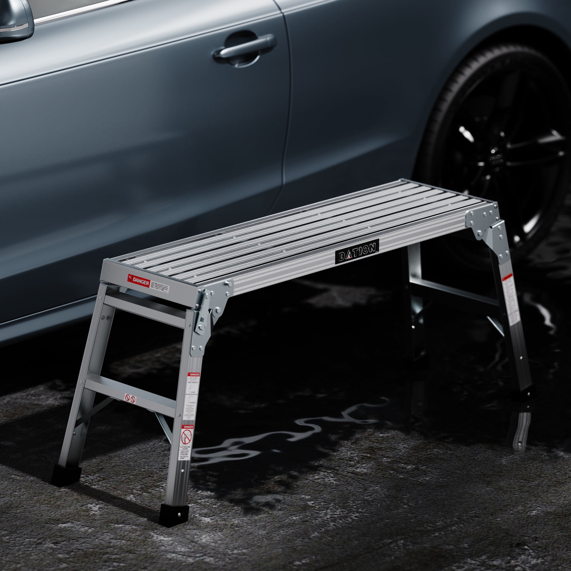 Seizeen Folding Step Ladder, Full Aluminum Work Platform W/Non-slip ...