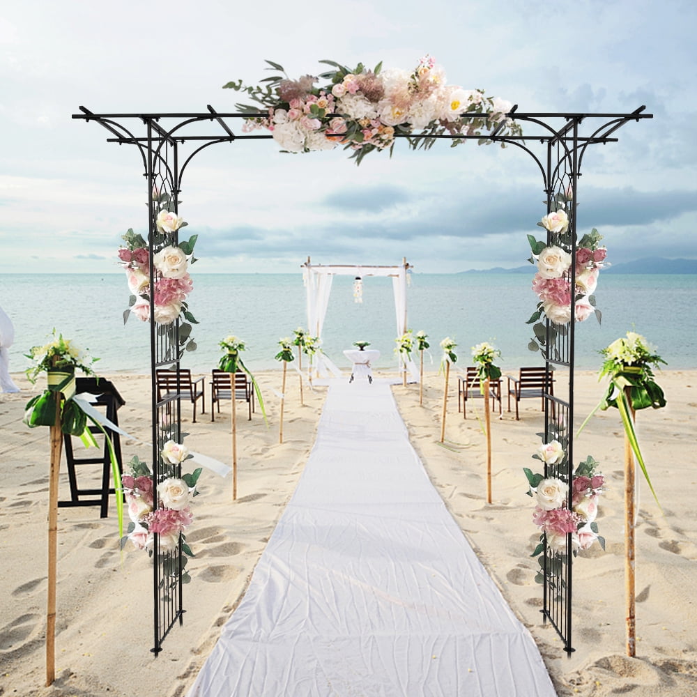 Seizeen Garden Arch Arbor Trellis, Iron Flat Roof Arbors and Arches, 85 ...