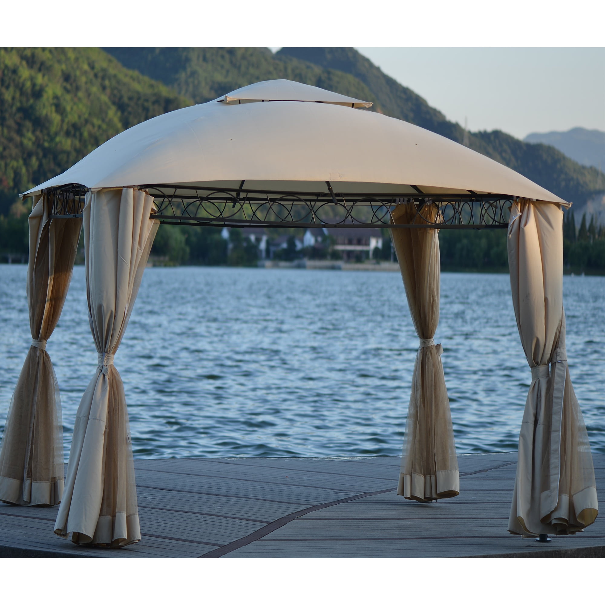 Seizeen Gazebo Canopy with Removable Net, Easy Set Up 113in Hexagonal ...