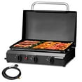 Portable 3-Burner Gas Griddle, 23'' Outdoor Propane Cooking Station, 30 ...