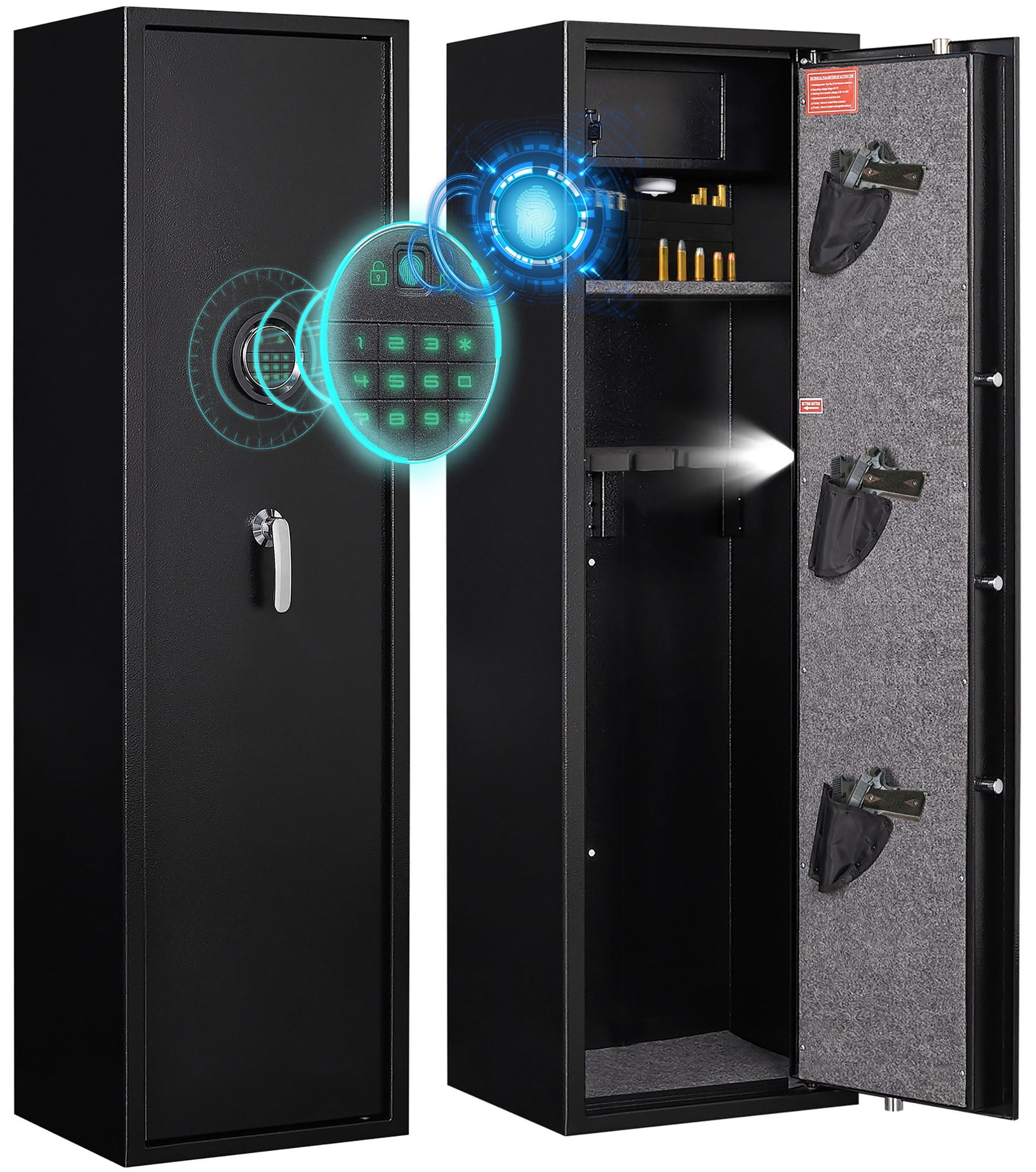 Seizeen Electronic Digital Gun Safe, 5 Long Gun Storage Cabinet, Black ...