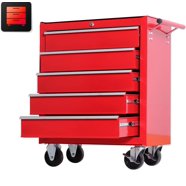 Costway Large Roller Tool Box with Wheels, 2-in-1 Mobile Tool Chest ...