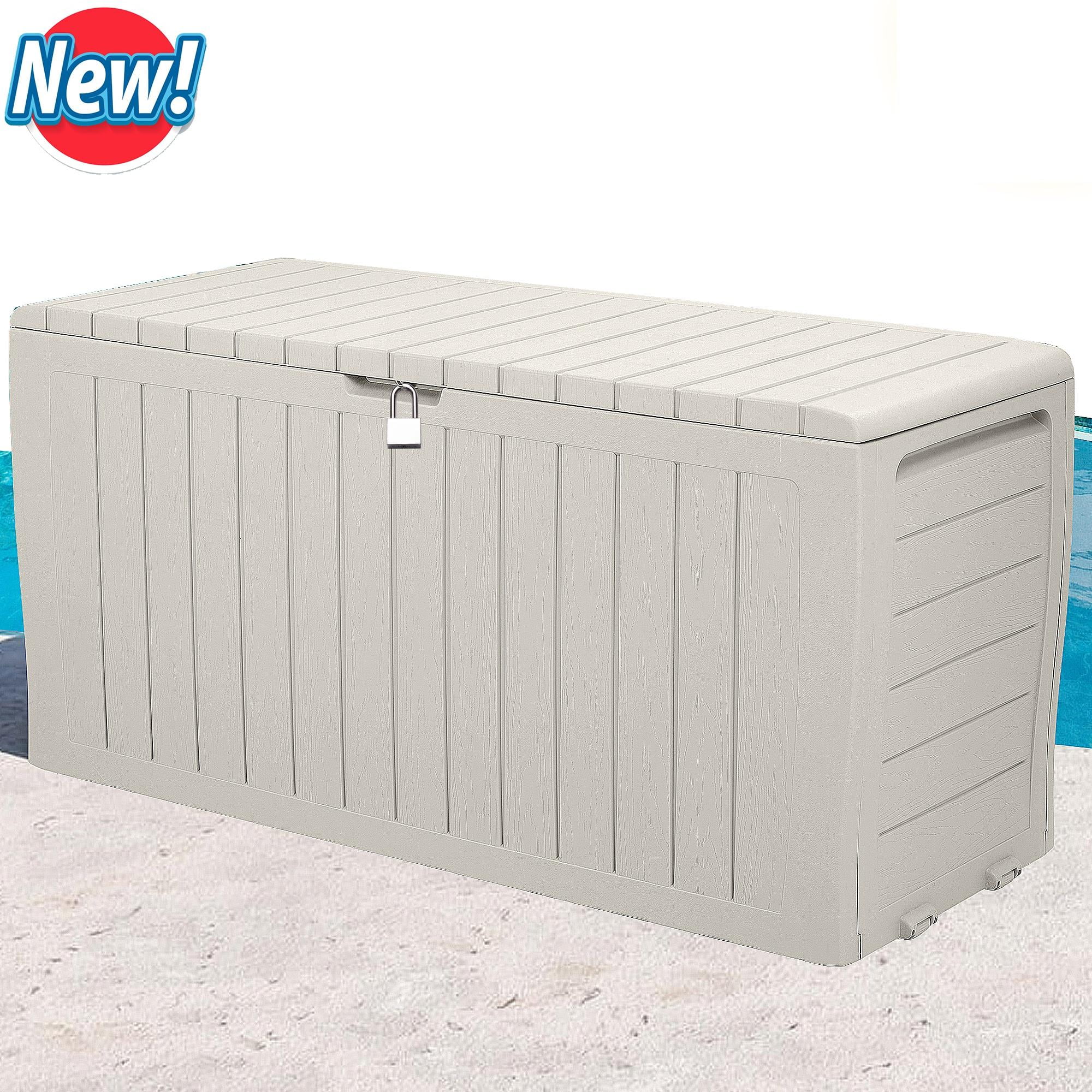 Seizeen Outdoor Deck Box, 75Gal Resin Storage Box for Cushions/Pool ...