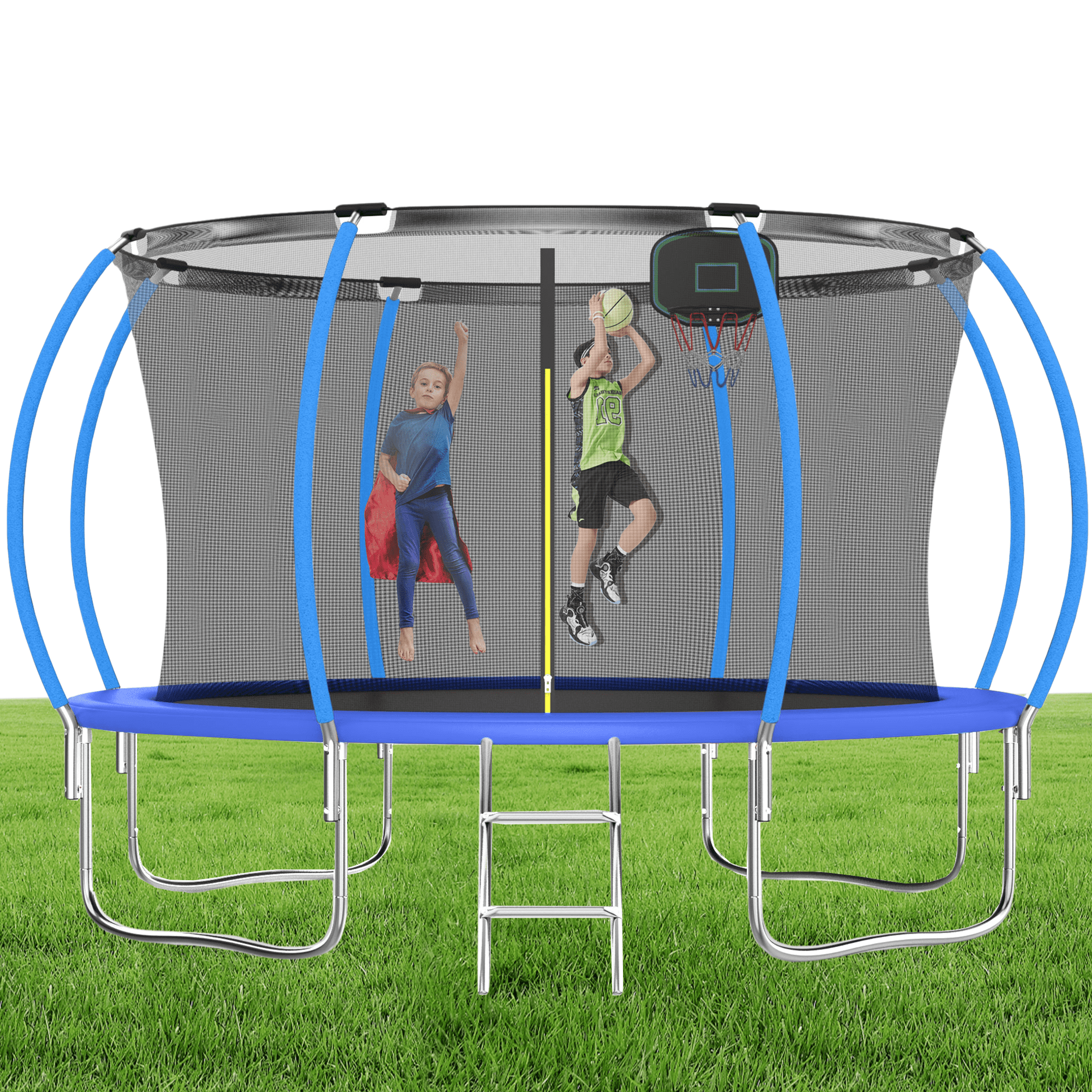 Seizeen Outdoor Kids Trampoline, 12FT Large Trampoline with Basketball ...