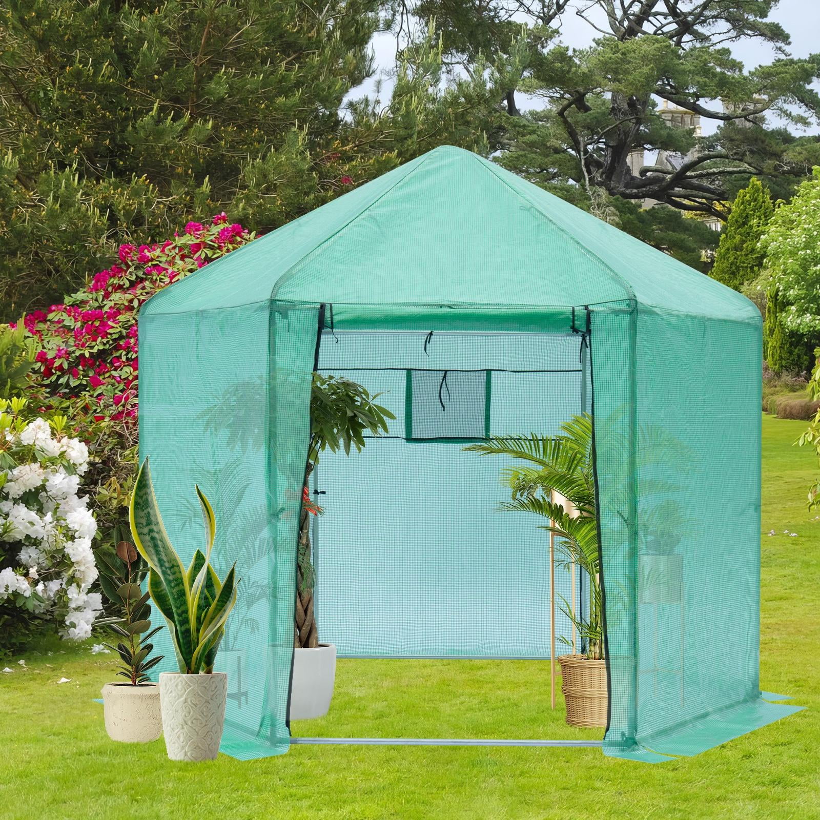 Seizeen Outdoor Walk-in Plastic Greenhouse, 9.2x8.1FT Enlarged ...