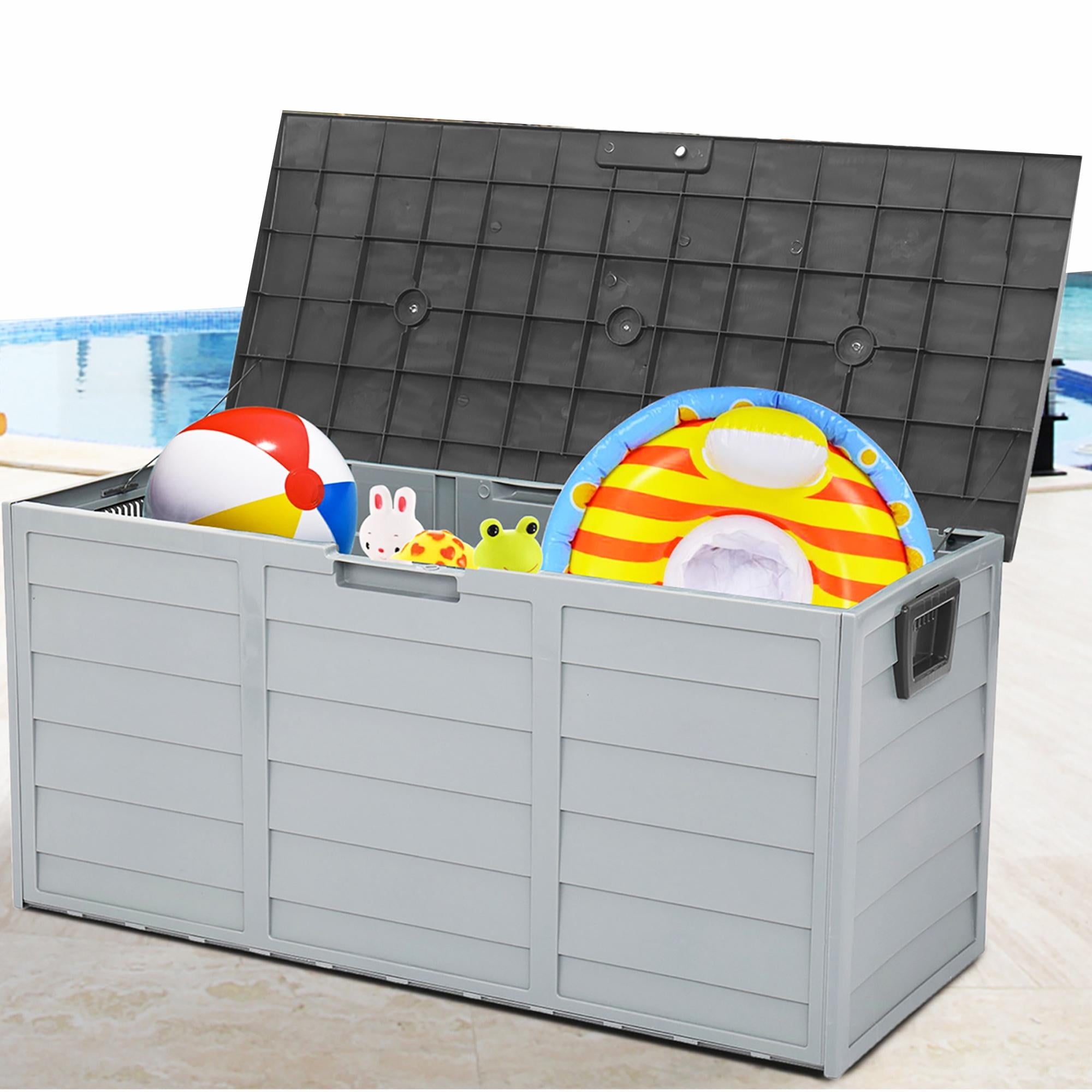 Seizeen Patio Deck Box, 75 Gallon Waterproof Outdoor Storage Container ...