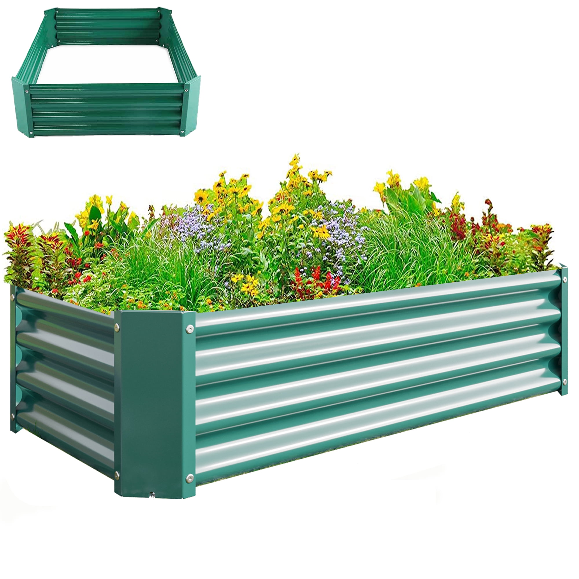 Seizeen Raised Garden Bed, 47"x24"x12" Galvanized Planter Box, Outdoor ...