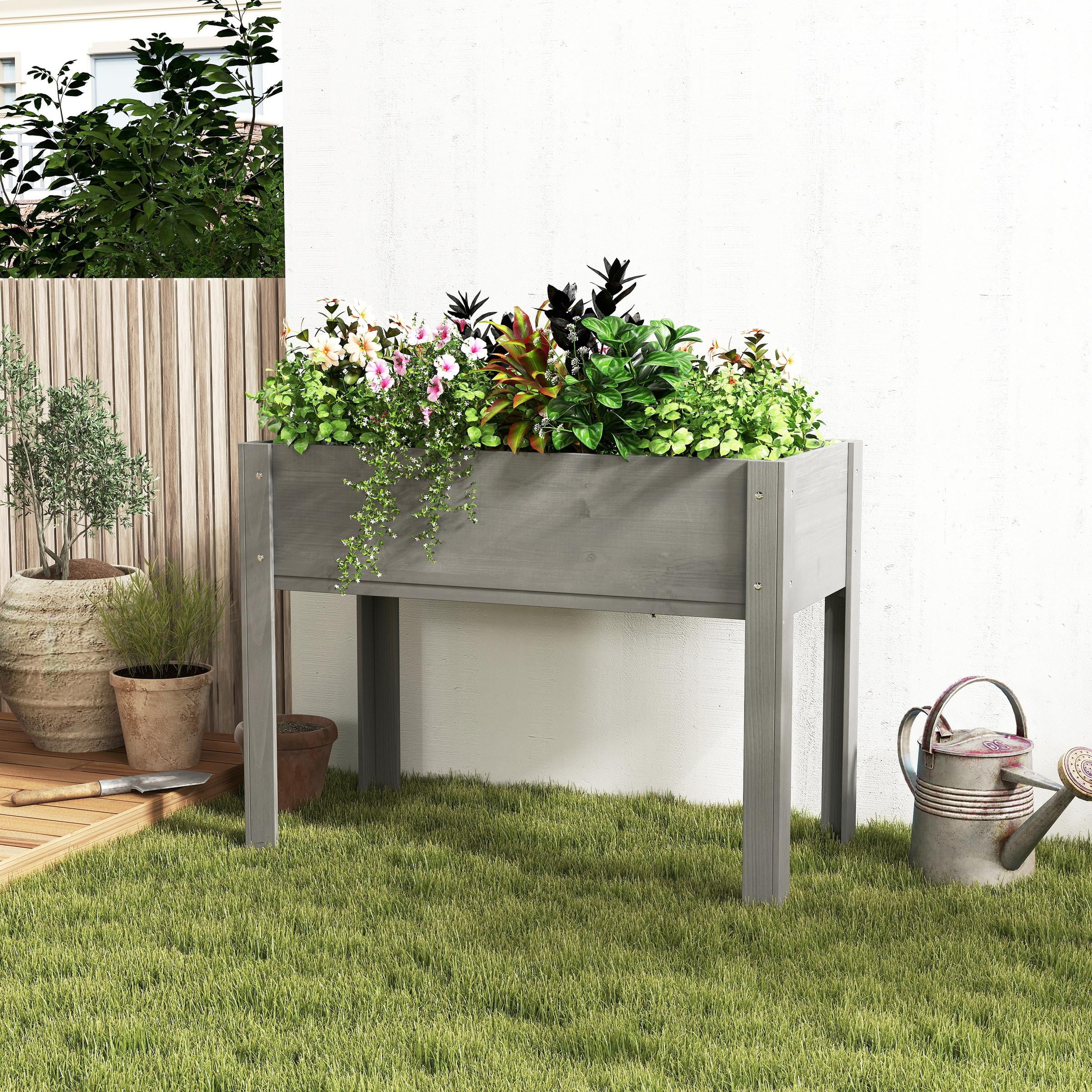 Raised Garden Bed with Legs, 40 x 20 x 31'' Elevated Wooden Planter Box ...