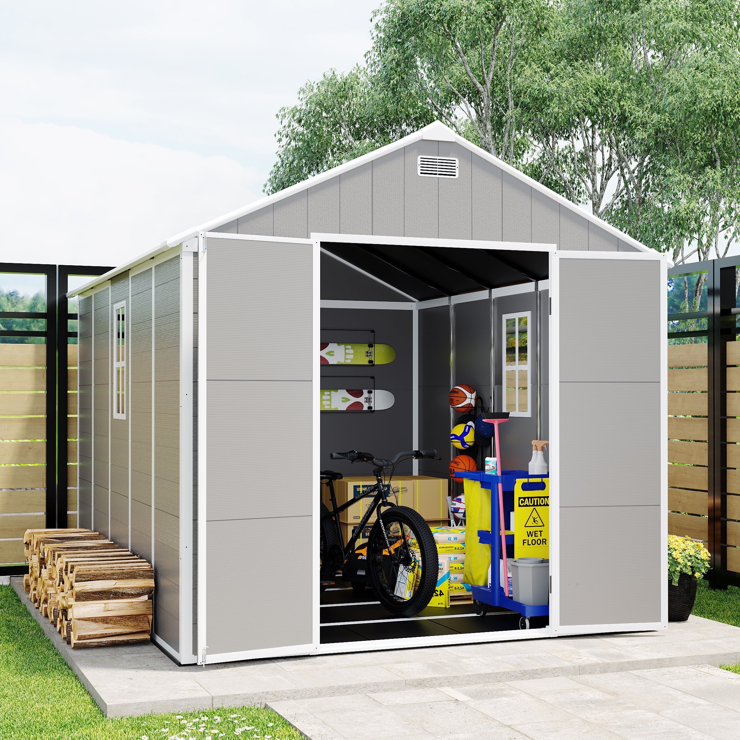 Seizeen Resin Shed, Outdoor Storage Shed 7.5x10.3FT Extra Large ...