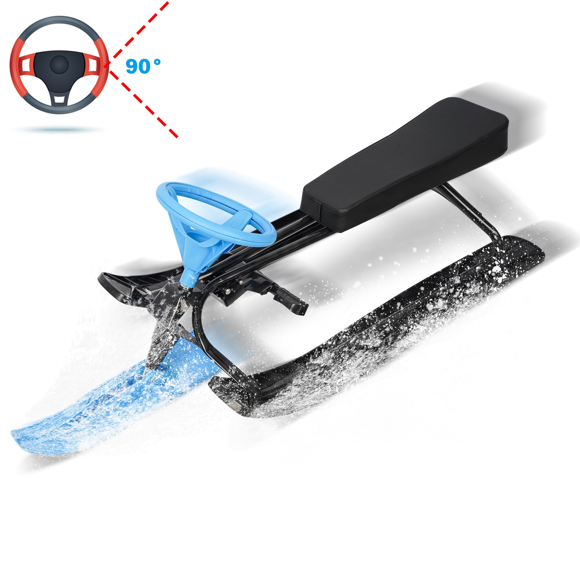 Seizeen Snow Racer Sled, Snow Sled with Steering Wheel for Kids Teen ...