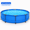 Seizeen Above Ground Swimming Pools, Large Round Frame Outdoor Pool w ...