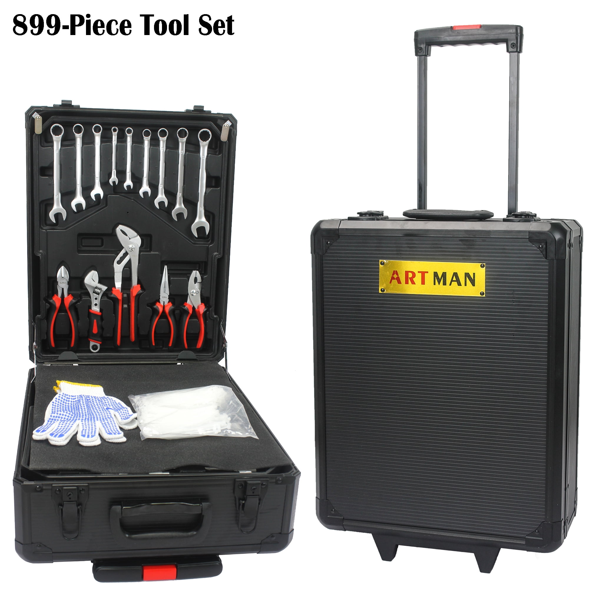 Seizeen Tool Box W/ Tool Set, Mobile Toolbox Storage Organizer with ...