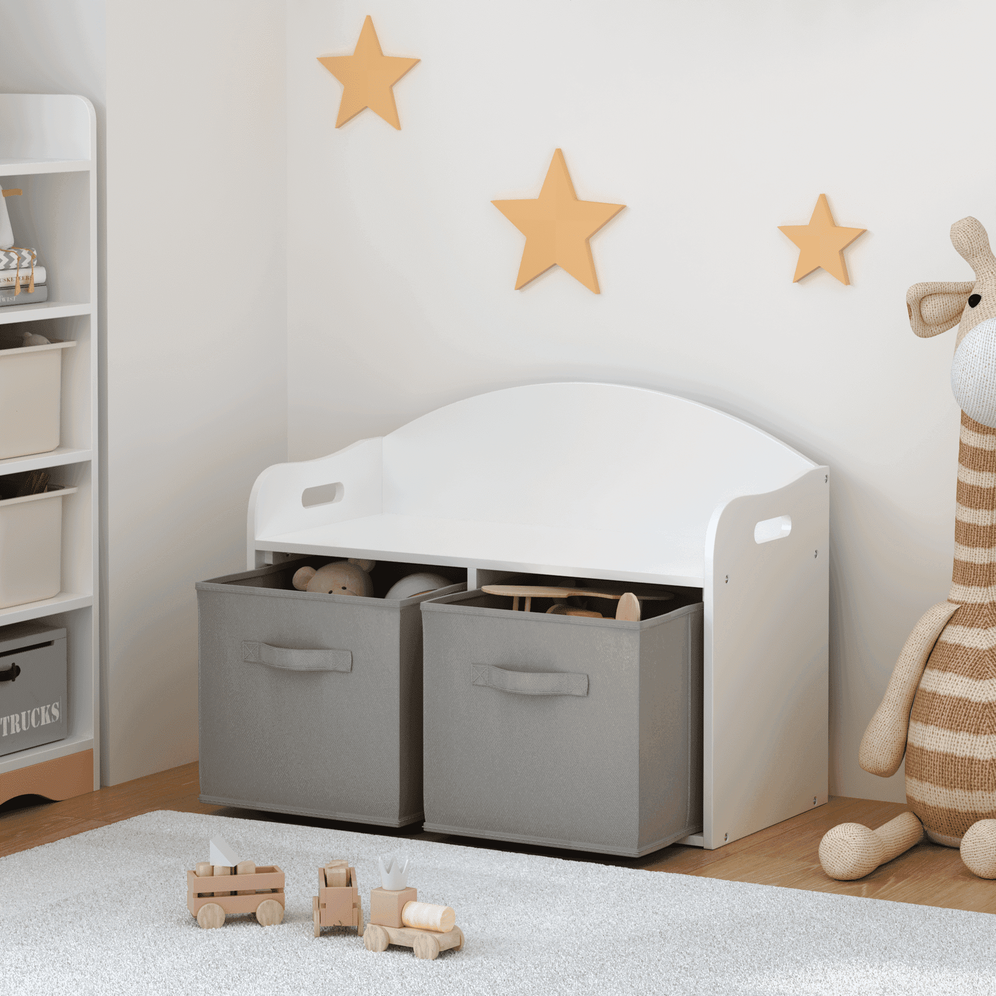 Seizeen Toy Chest with Foldable Fabric Drawer for Boys&Girls, Toy Box ...