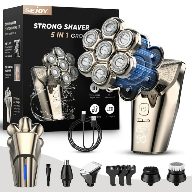 Sejoy 7D Head Shaver for Bald Men,Electric Razor for Men with Nose Hair ...