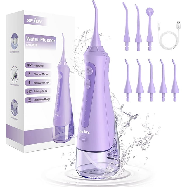 Sejoy Cordless Water Flosser, Dental Oral Irrigator, 230ML Portable ...