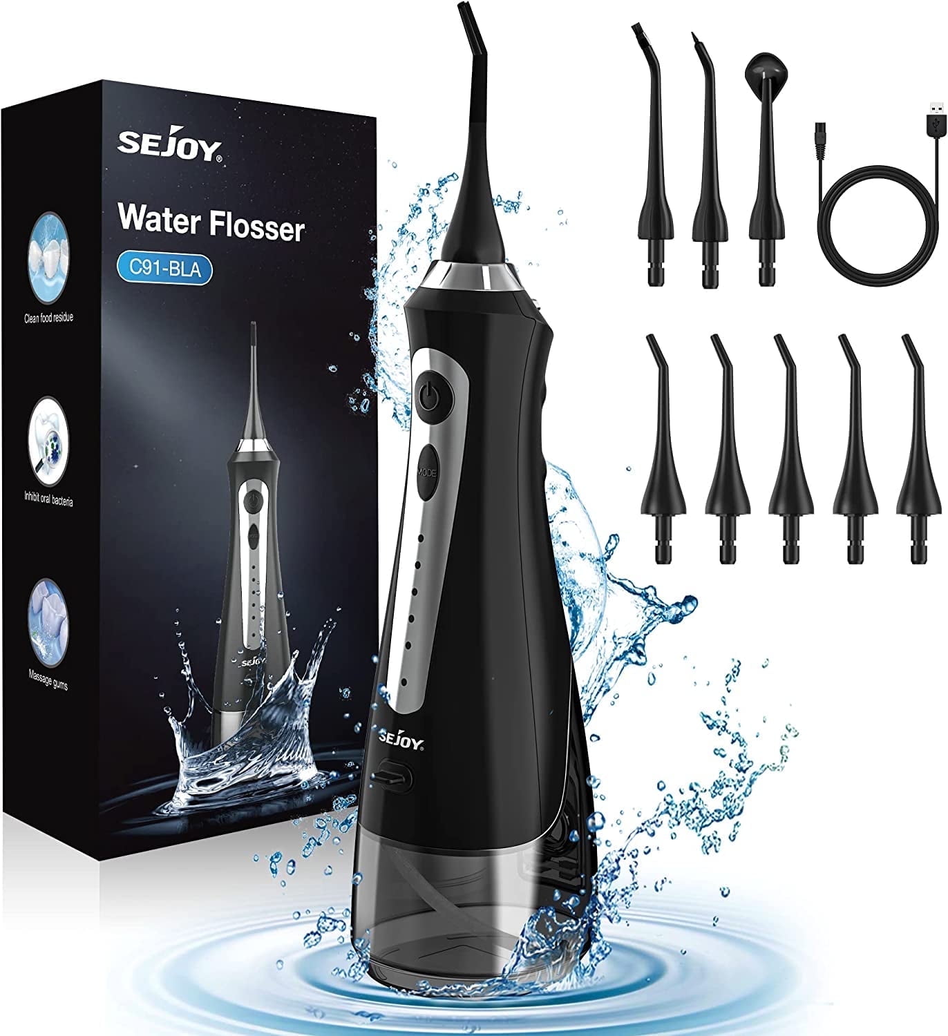 Sejoy Cordless Water Flosser, Dental Oral Irrigator, Portable ...