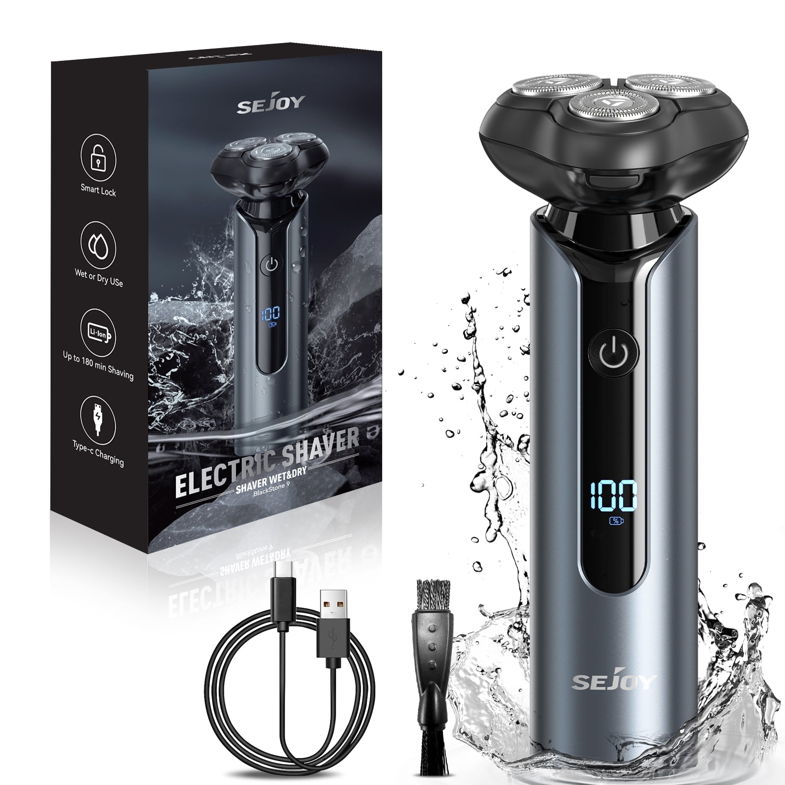 Sejoy Electric Razor for Men, Rechargeable 4D Rotary Shaver, Waterproof ...