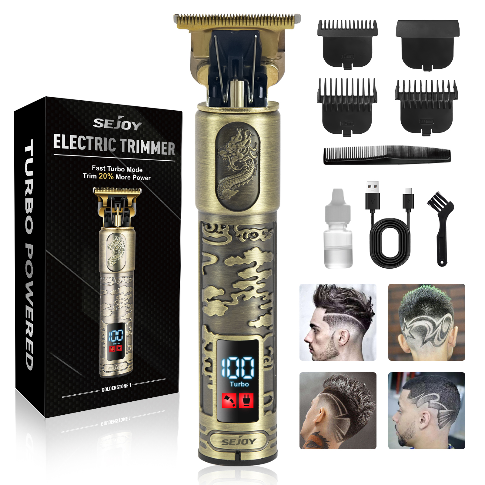 Professional Hair Trimmer for Men, Cordless Rechargeable T-Blade ...