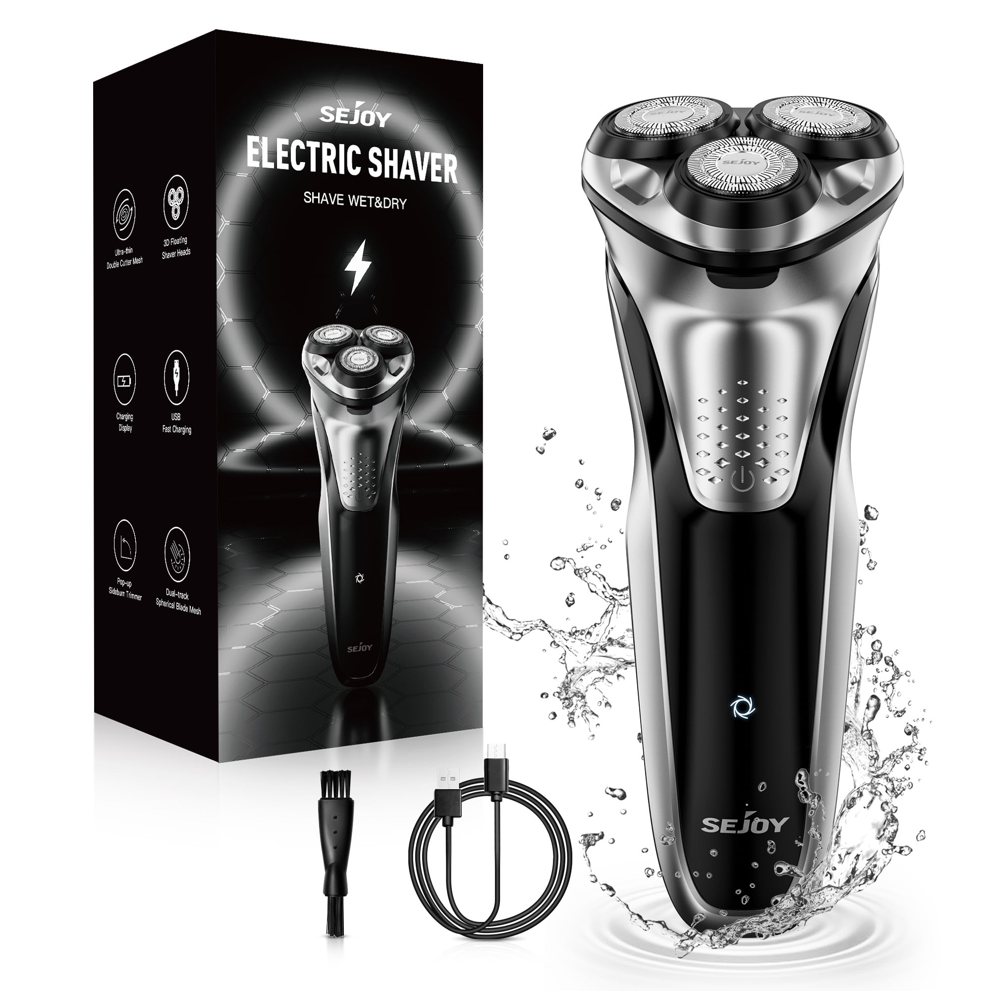 Sejoy Men Electric Shaver Razor,Beard Trimmer,Rechargeable Cordless ...