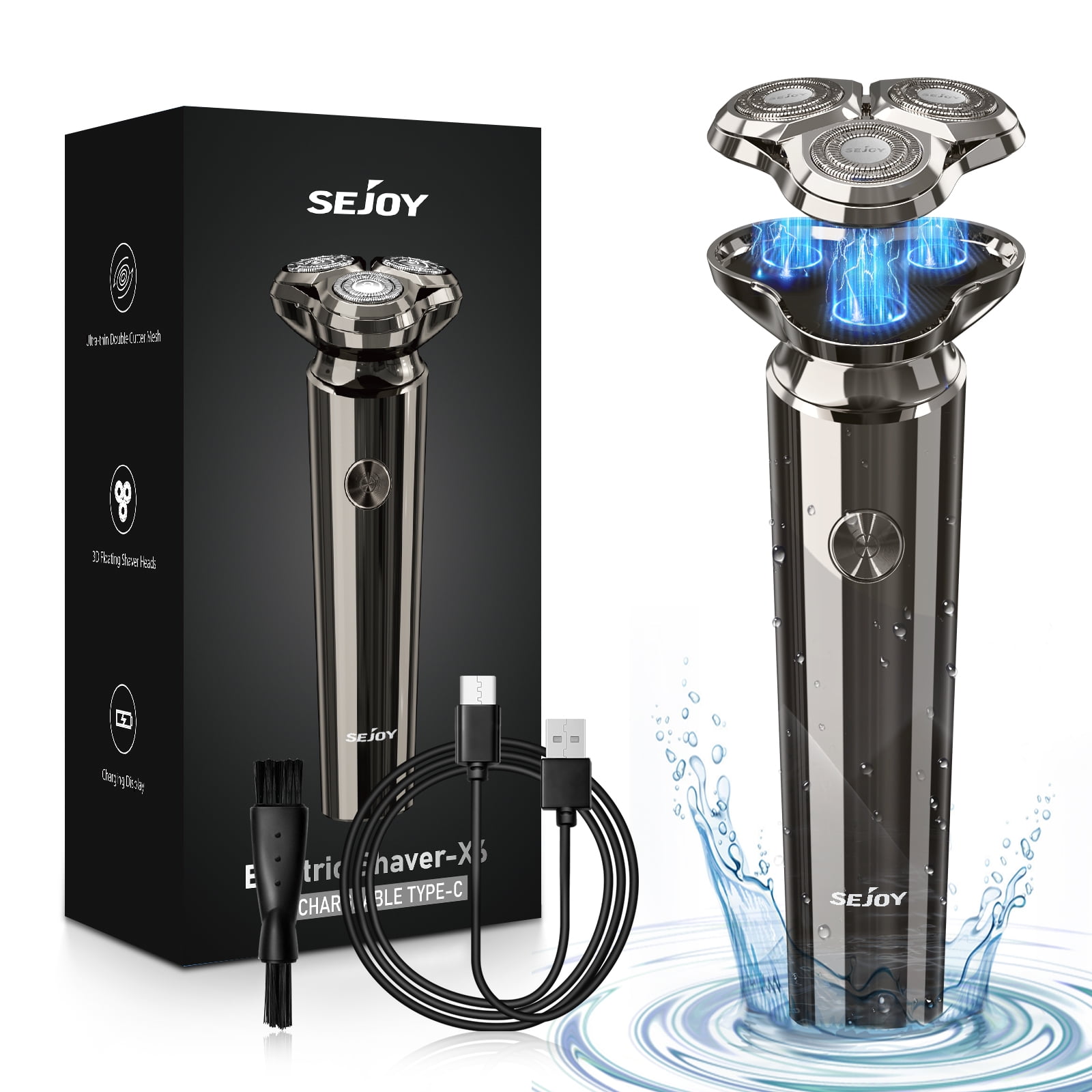 Sejoy Men's Electric Razor Rotary Shaver, 3D Floating Technology ...