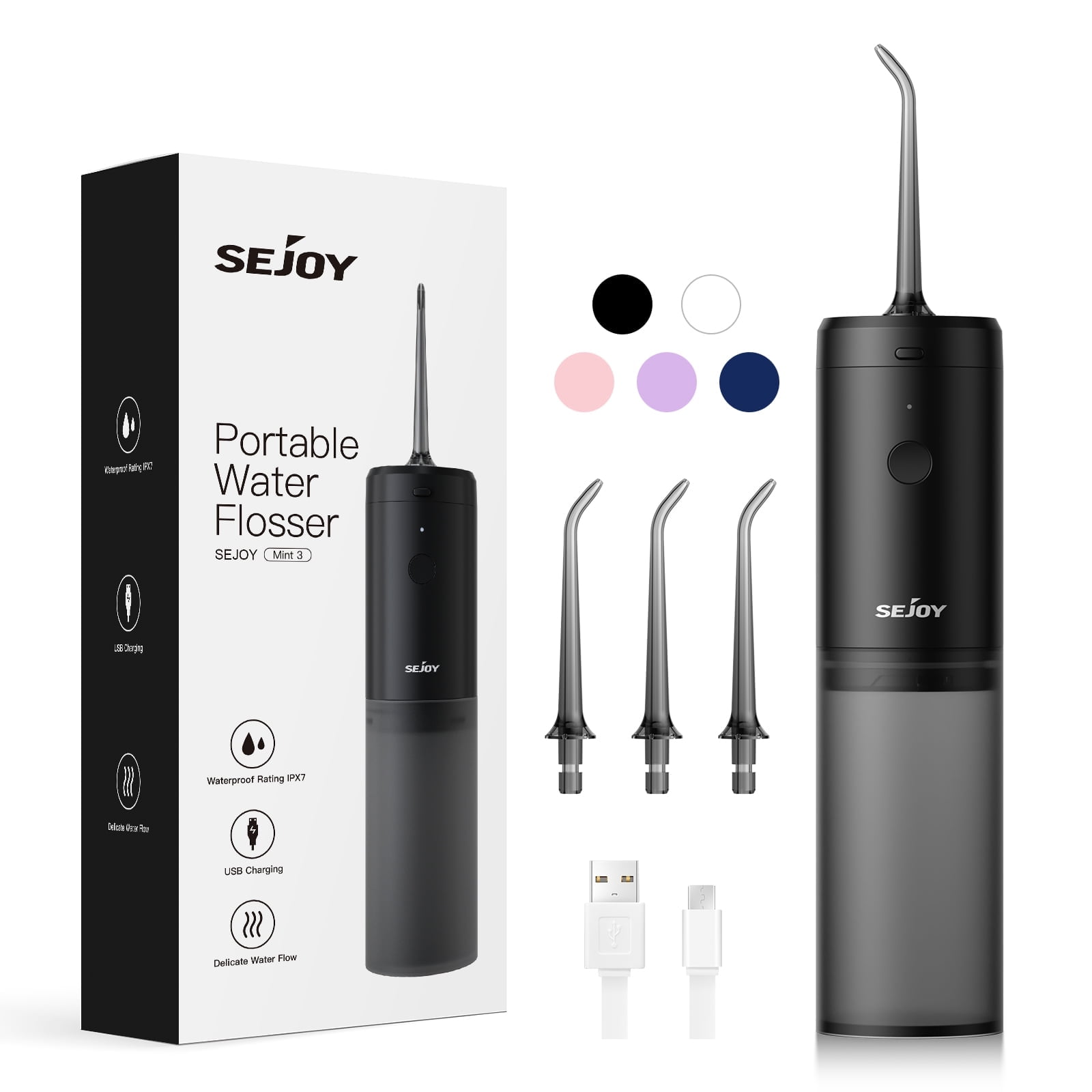 Sejoy Portable Water Flosser, Rechargeable Teeth Cleaner, 1900 Times ...