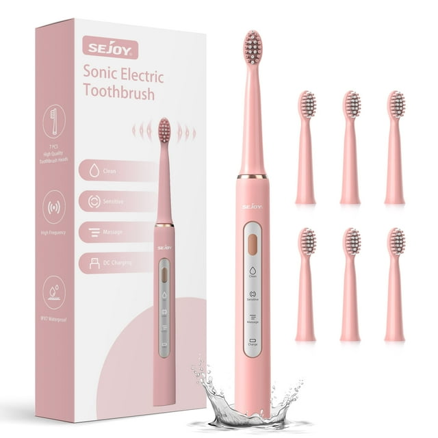 Sejoy Rechargeable Toothbrush Electric with 7 Tooth Heads,for Adults ...