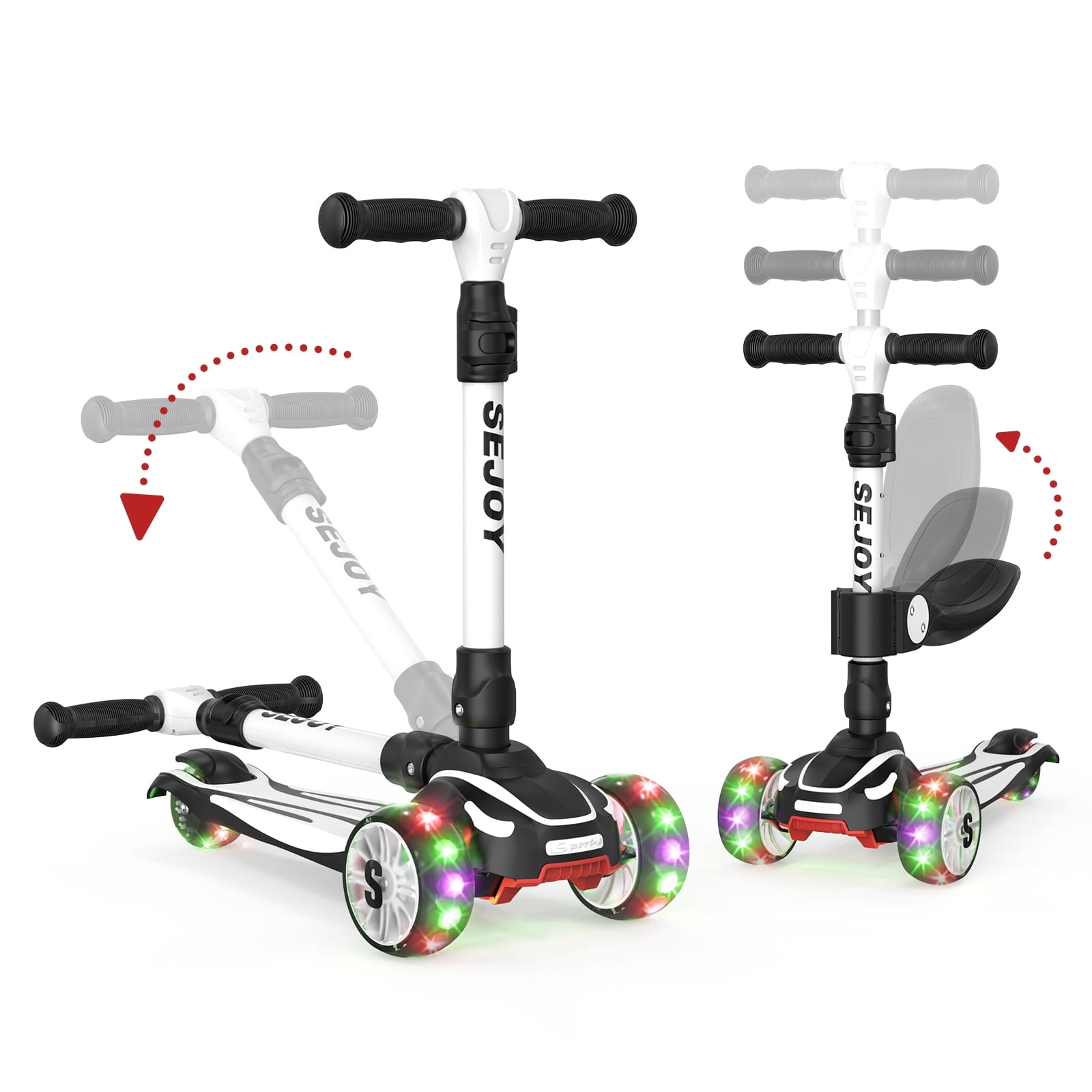 Sejoy Preschool Beginner 3-Wheel LED Kick Scooter, Adjustable ...