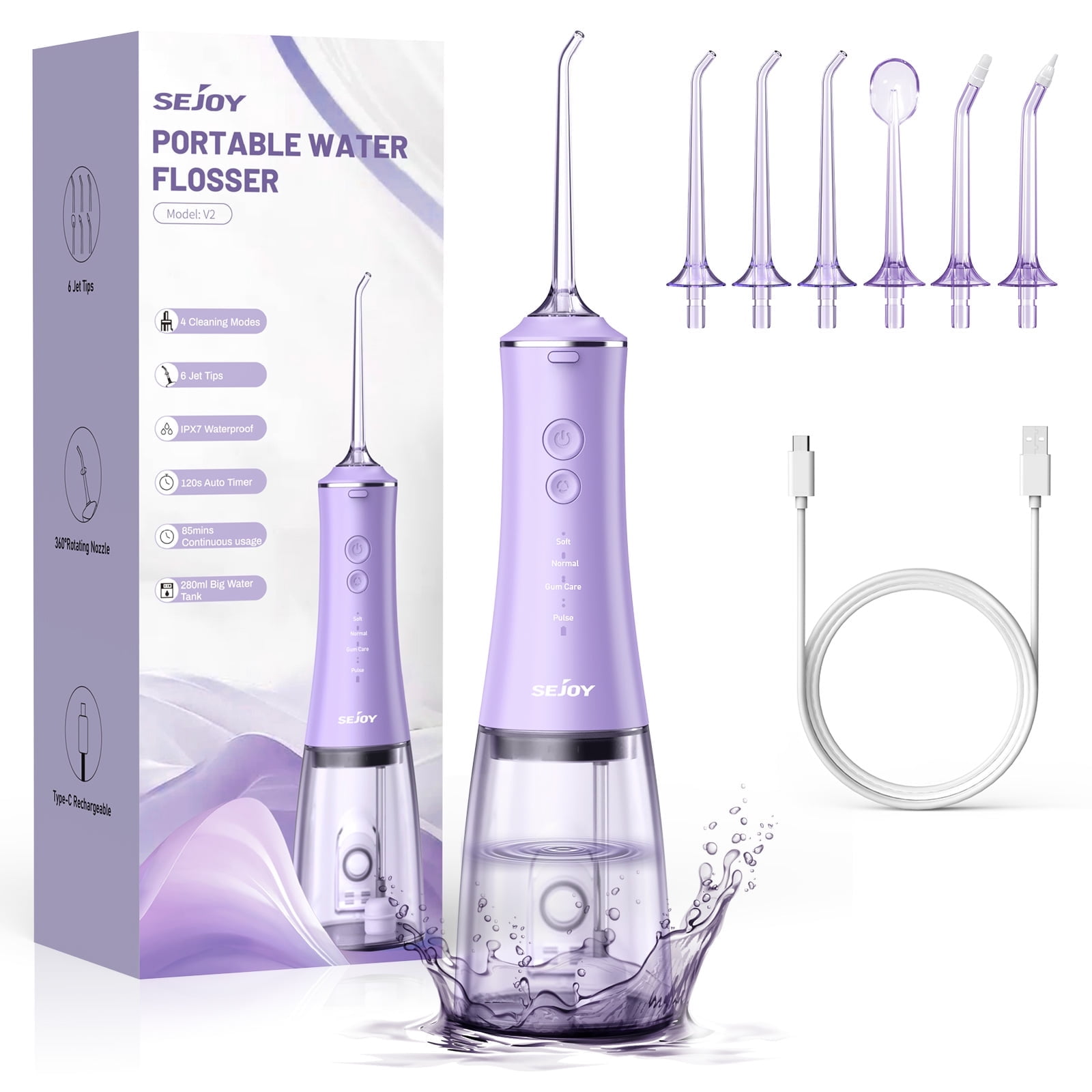 Sejoy Water Flosser,Water Dental Flosser Pick for Teeth,Cordless ...