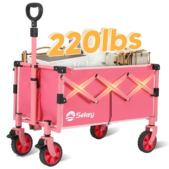 Sekey 220LBS Collapsible Garden Wagon, 120L Large Capacity Foldable ...
