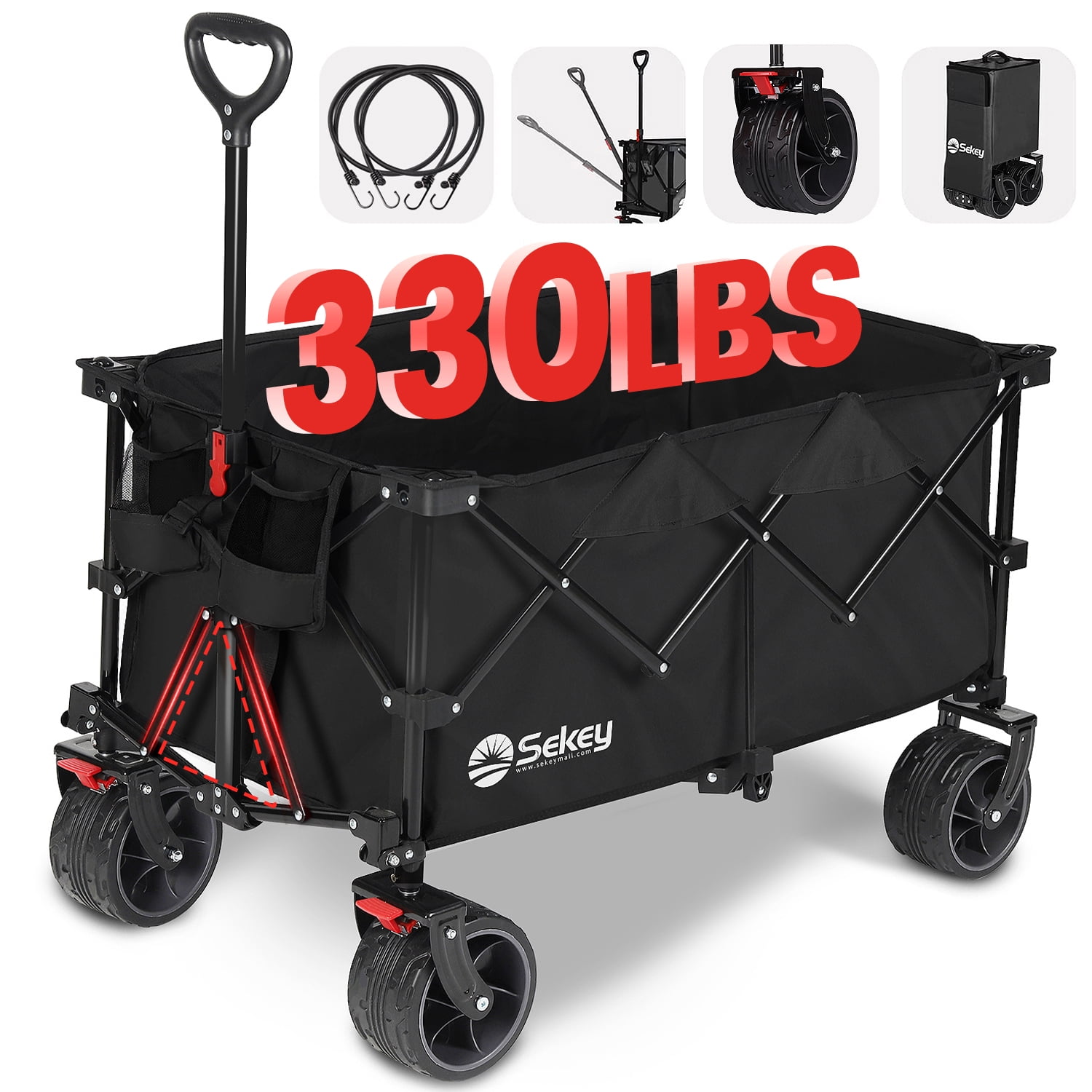 Sekey 300L Beach Wagon with 330lbs Weight Capacity, Heavy Duty Folding ...