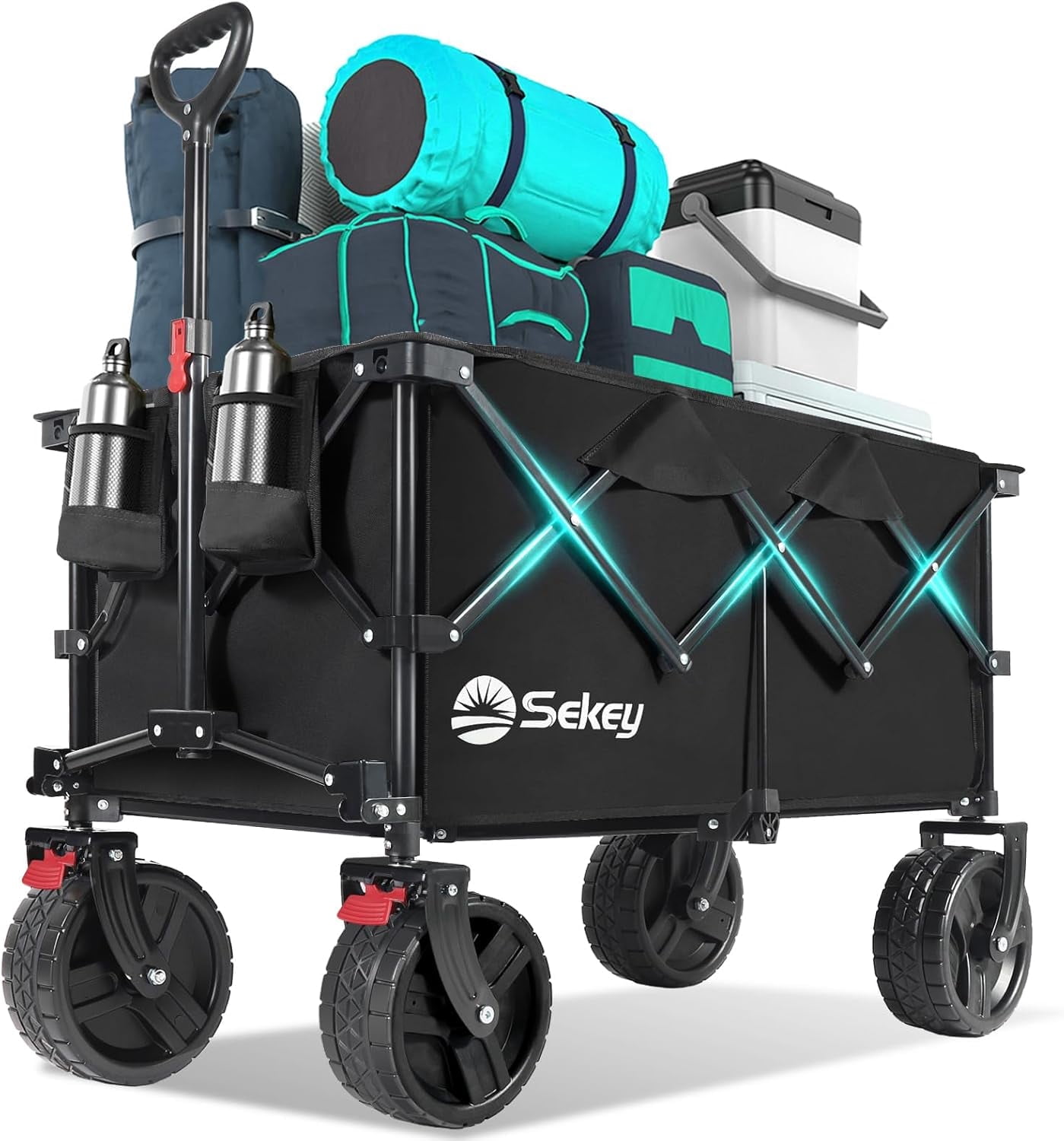Sekey 300L Foldable Wagon Cart with 330lbs Weight Capacity, Heavy Duty ...