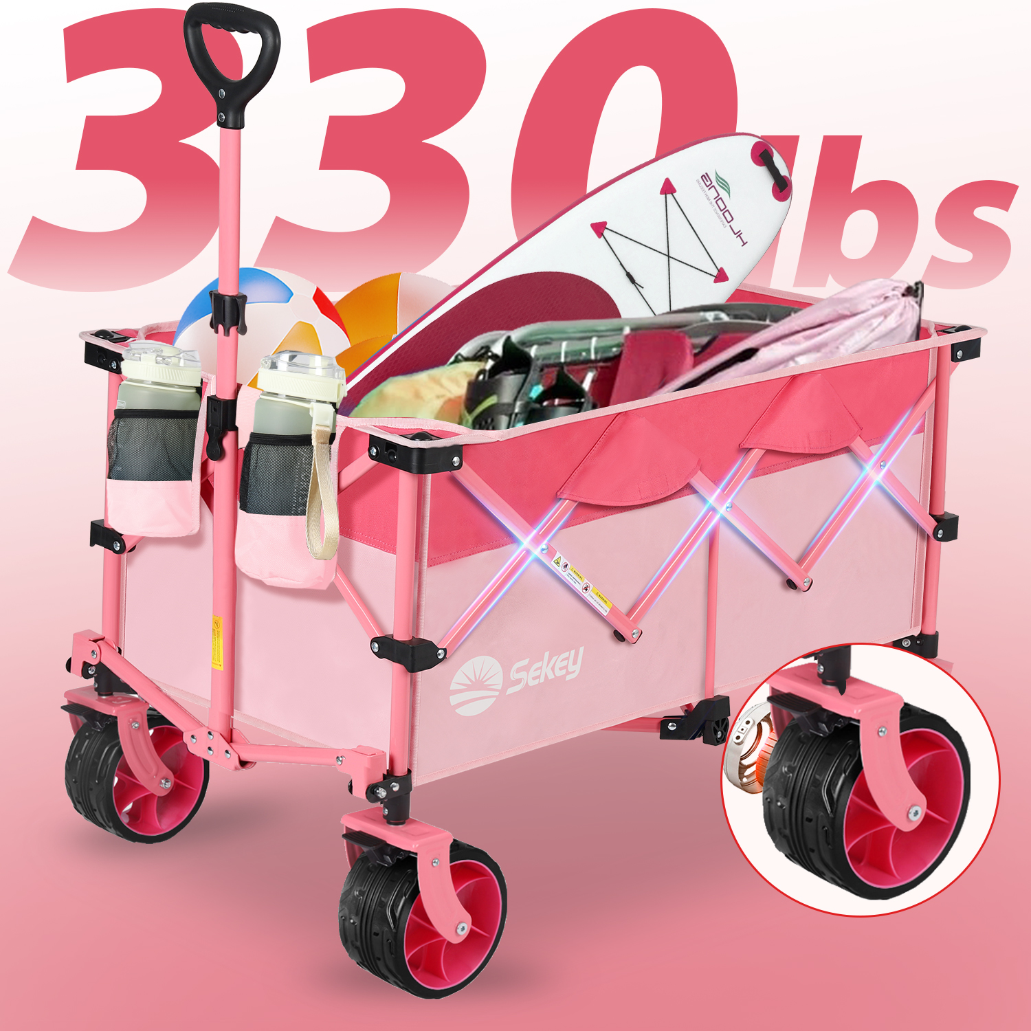 Collapsible Folding Wagon Cart, Heavy Duty Foldable Wagon Cart,350 LBS ...