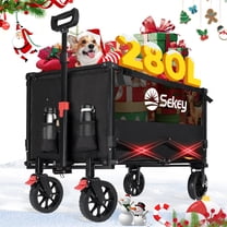 Sekey Black Beach Wagon, 330lbs Load, 220L Collapsible Travel Cart with ...