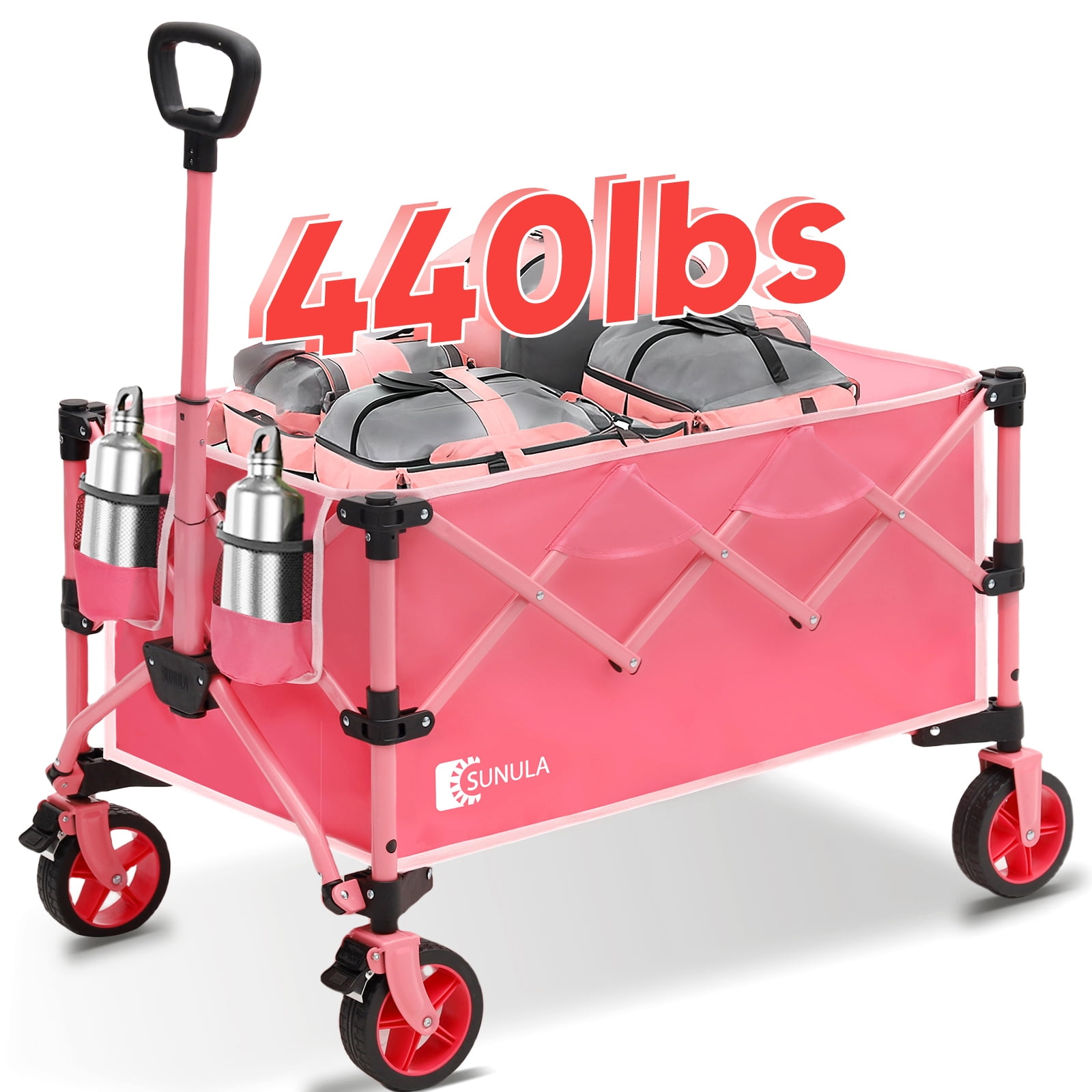 Sekey 440LBS Collapsible Wagon Foldable Beach Wagon 300L Large Capacity ...