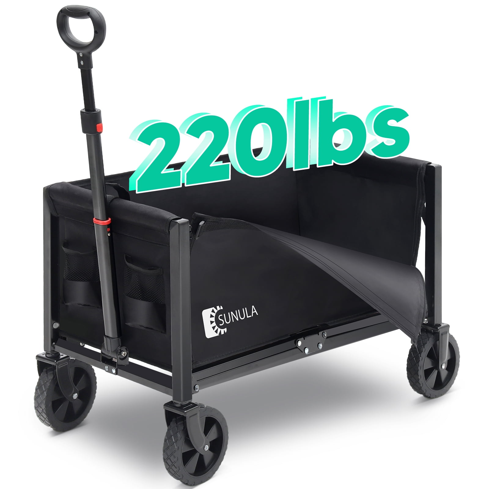 Sekey Foldable Wagon Cart - Black, 330lbs Capacity, All-Terrain Wheels ...