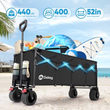 Folding Multi-Purpose Deluxe Beach Cart With Wide Terrain Wheels ...