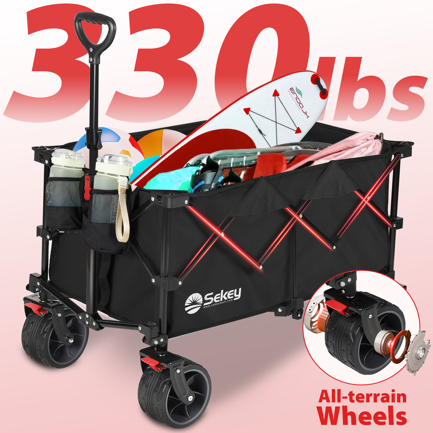 Whitsunday Folding Wagon 8 Heavy Duty Wheels with Rear Storage ...