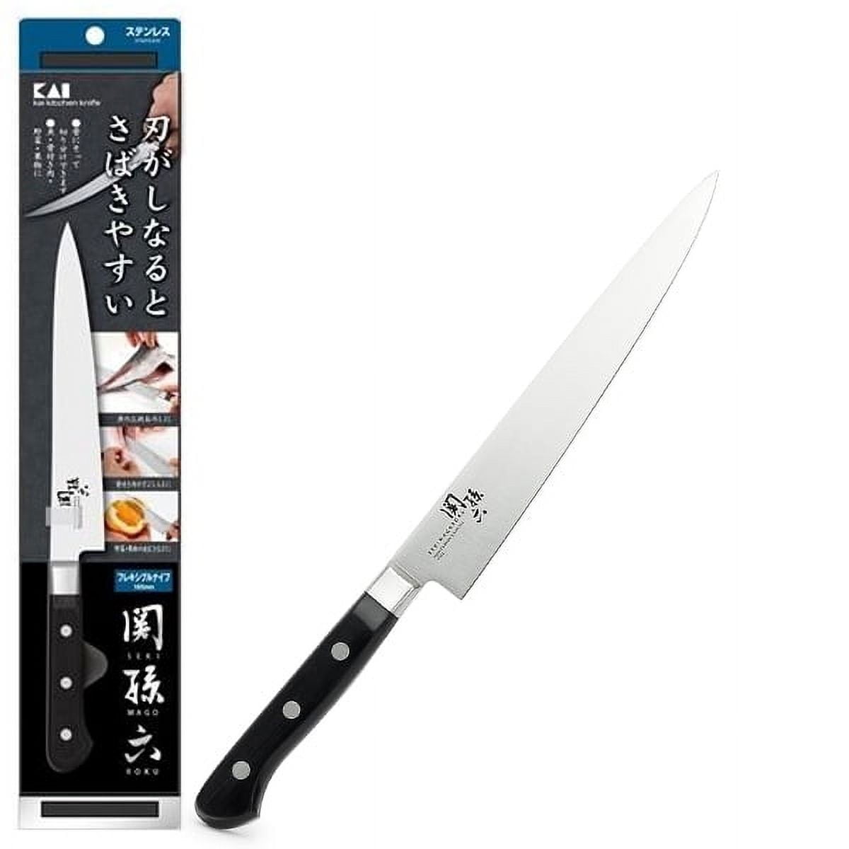 Sekimagoroku Flexible Cooking Knife with Wood Handle Stainless Steel 10 ...