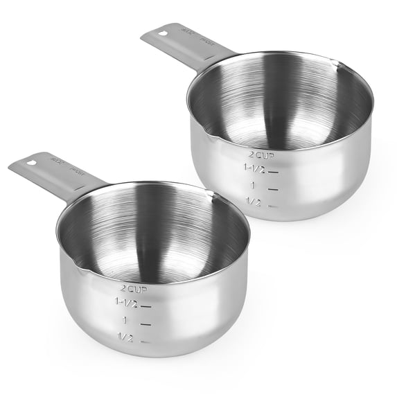 Sekonow 2 Pack 2 Cup Stainless Steel Measuring Cups, Metal Measure ...
