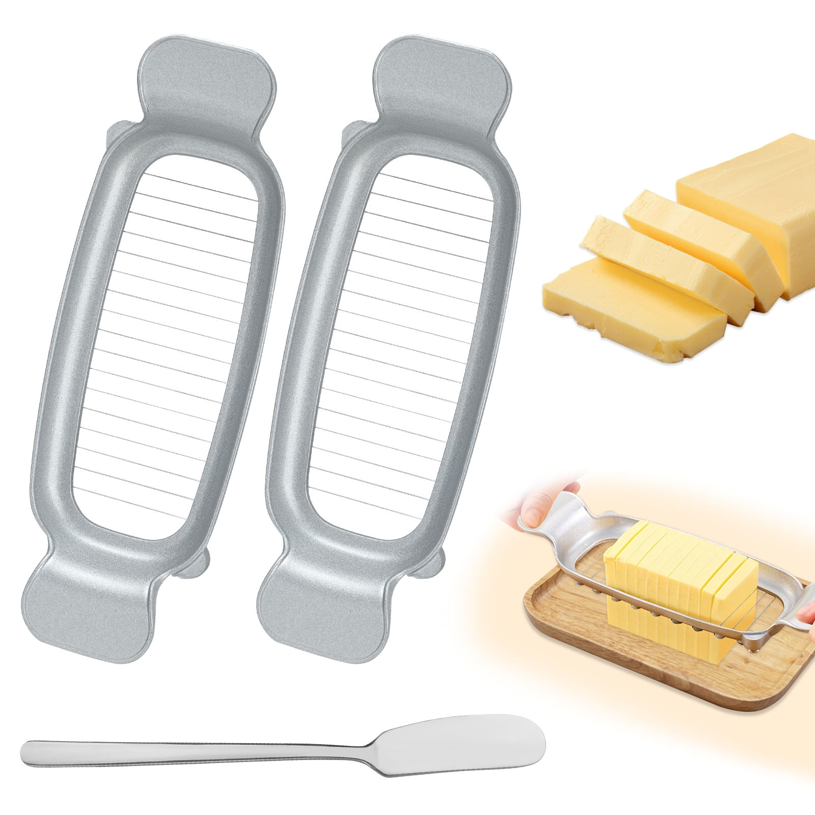 Sekonow 2 Pack Butter & Cheese Slicer Cutter, 17 Wires Butter Cutter ...