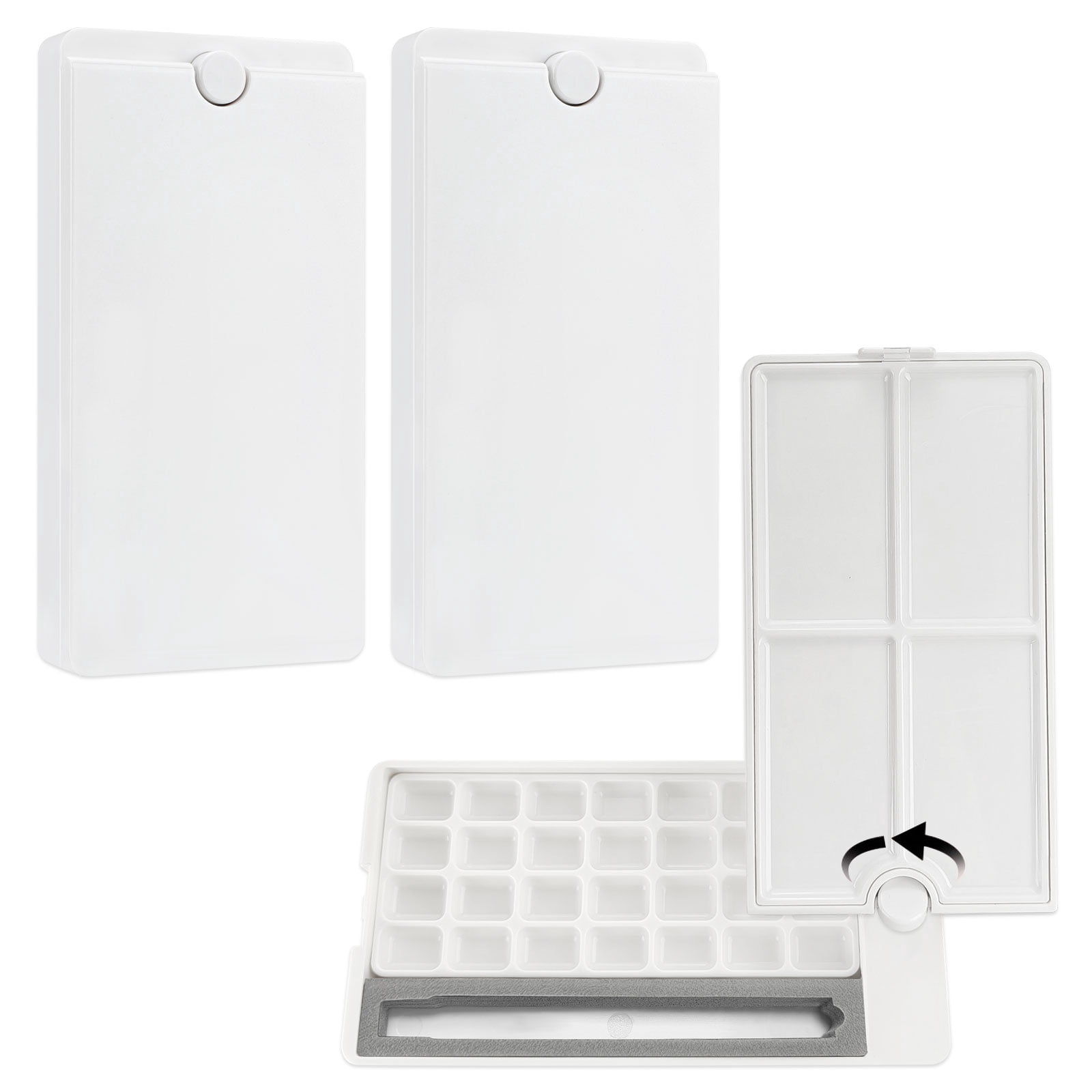 Sekonow 2 Pack Watercolor Palette with 360° Rotatable Lid, 28 Wells ...