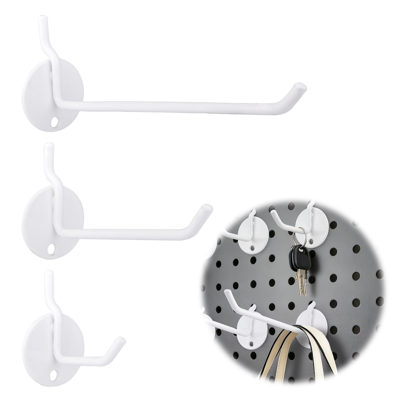 Sekonow 24 Pack Pegboard Hooks, Metal 1/4" Peg Board Hooks with a Disk ...