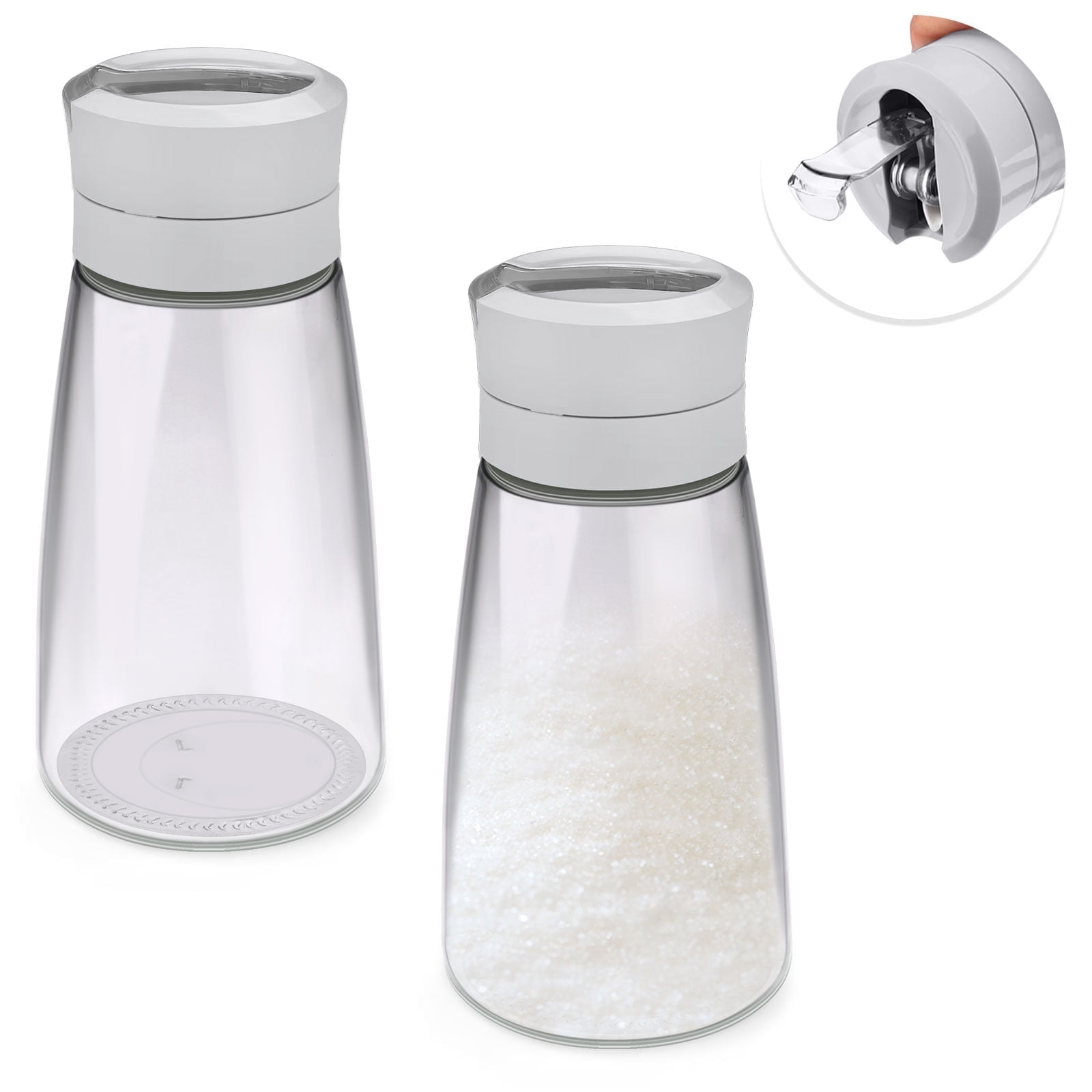 Sekonow 2Pack Glass Sugar Dispenser with Auto Flip Pour Spout, Weighted ...