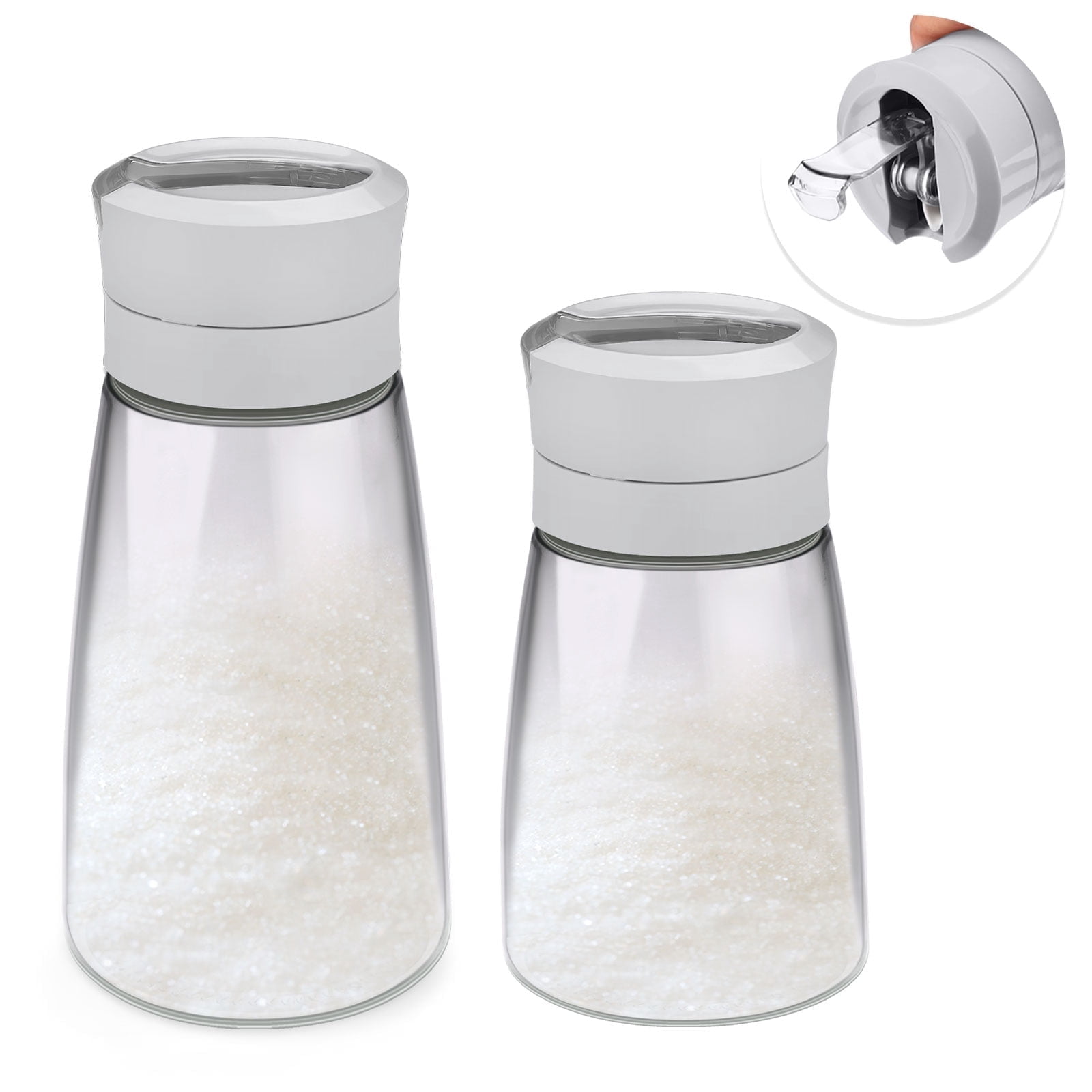 Sekonow 2Pack Glass Sugar Dispenser with Auto Flip Pour Spout, Weighted ...