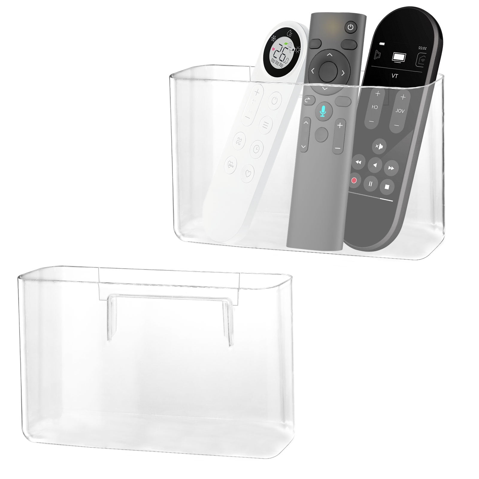 Sekonow 2Pcs Remote Control Holder Wall Mount, Adhesive Clear Acrylic ...
